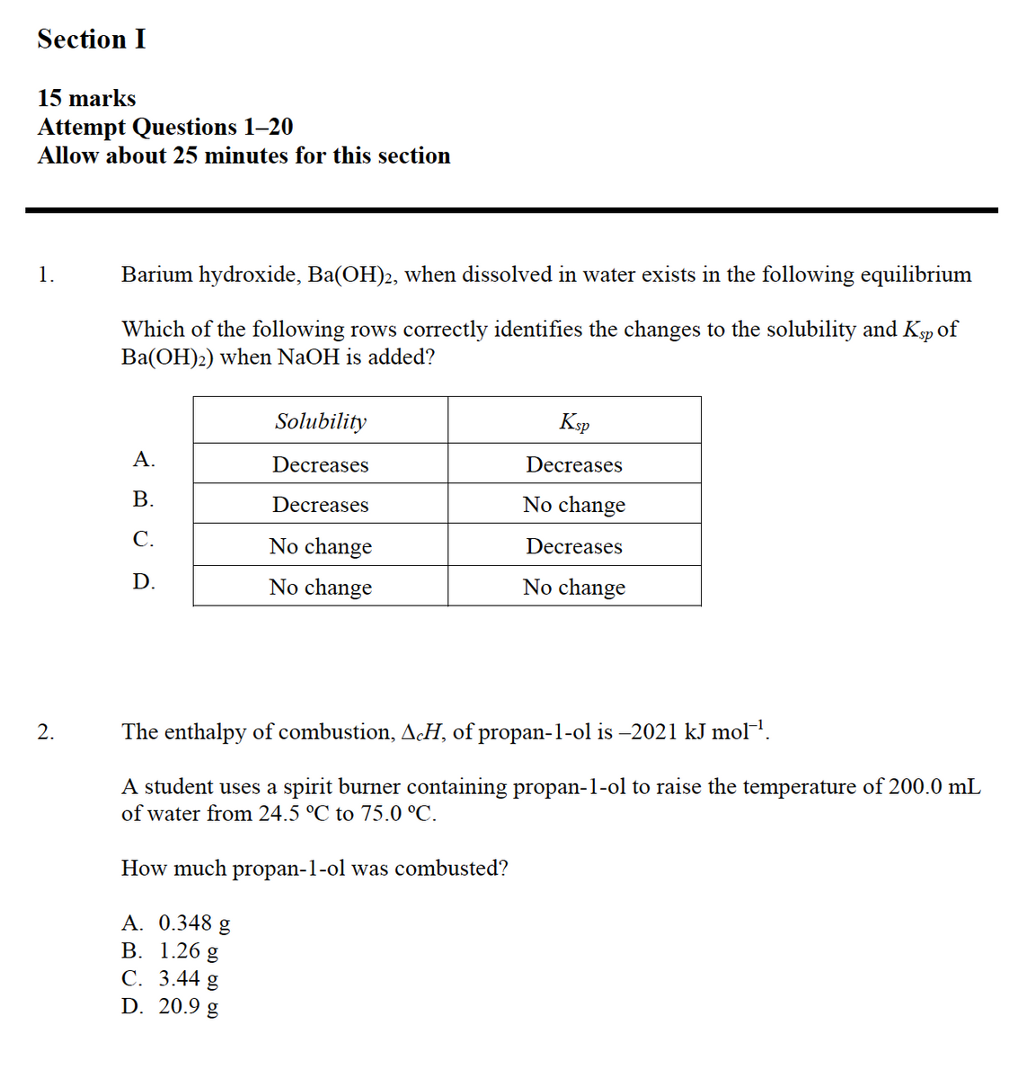 HSC Chemistry All-Module Practice Exam A | Science Ready